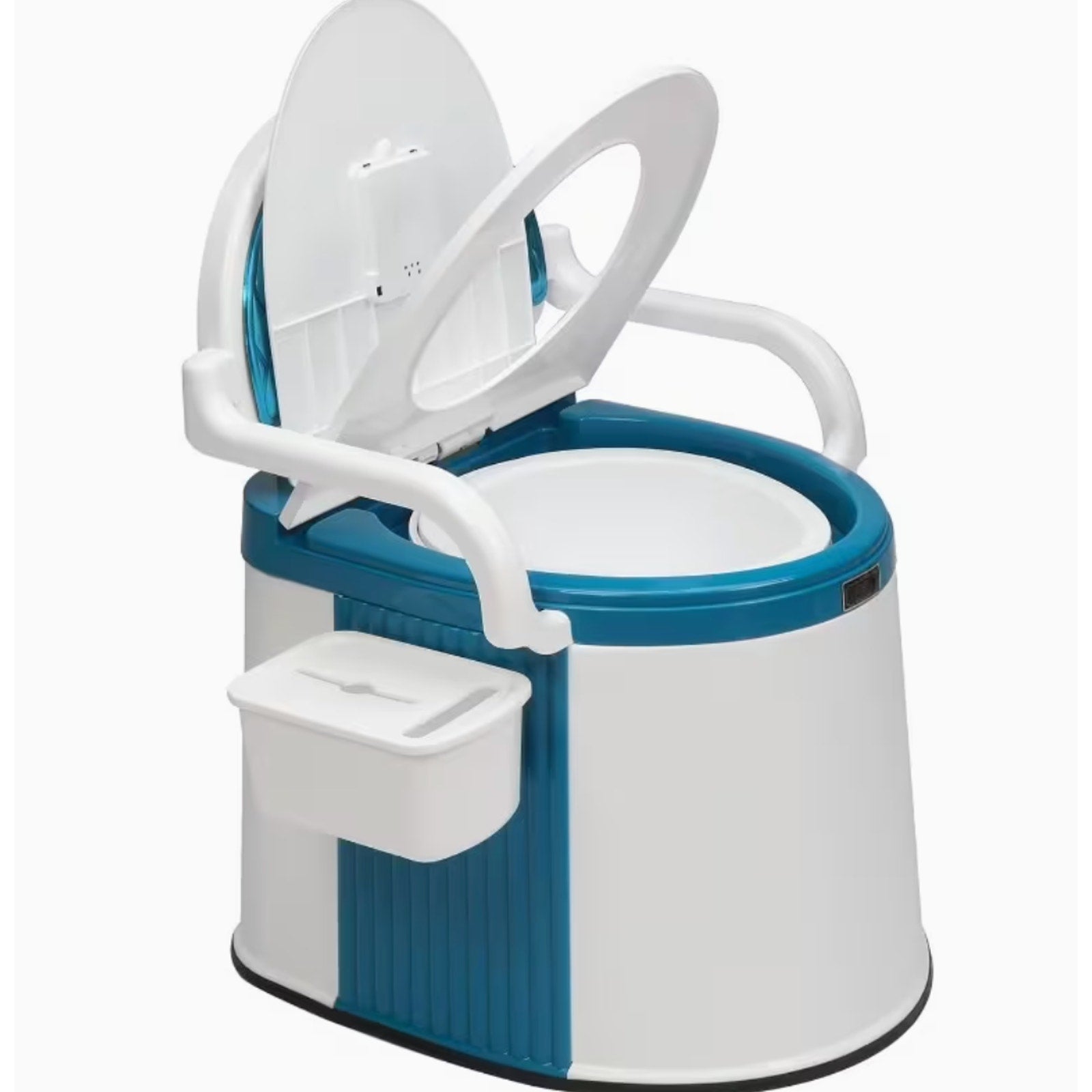 (DAMAGED) VINGLI Portable Toilet | Soft Back Commode w/ Handrail & TP ...