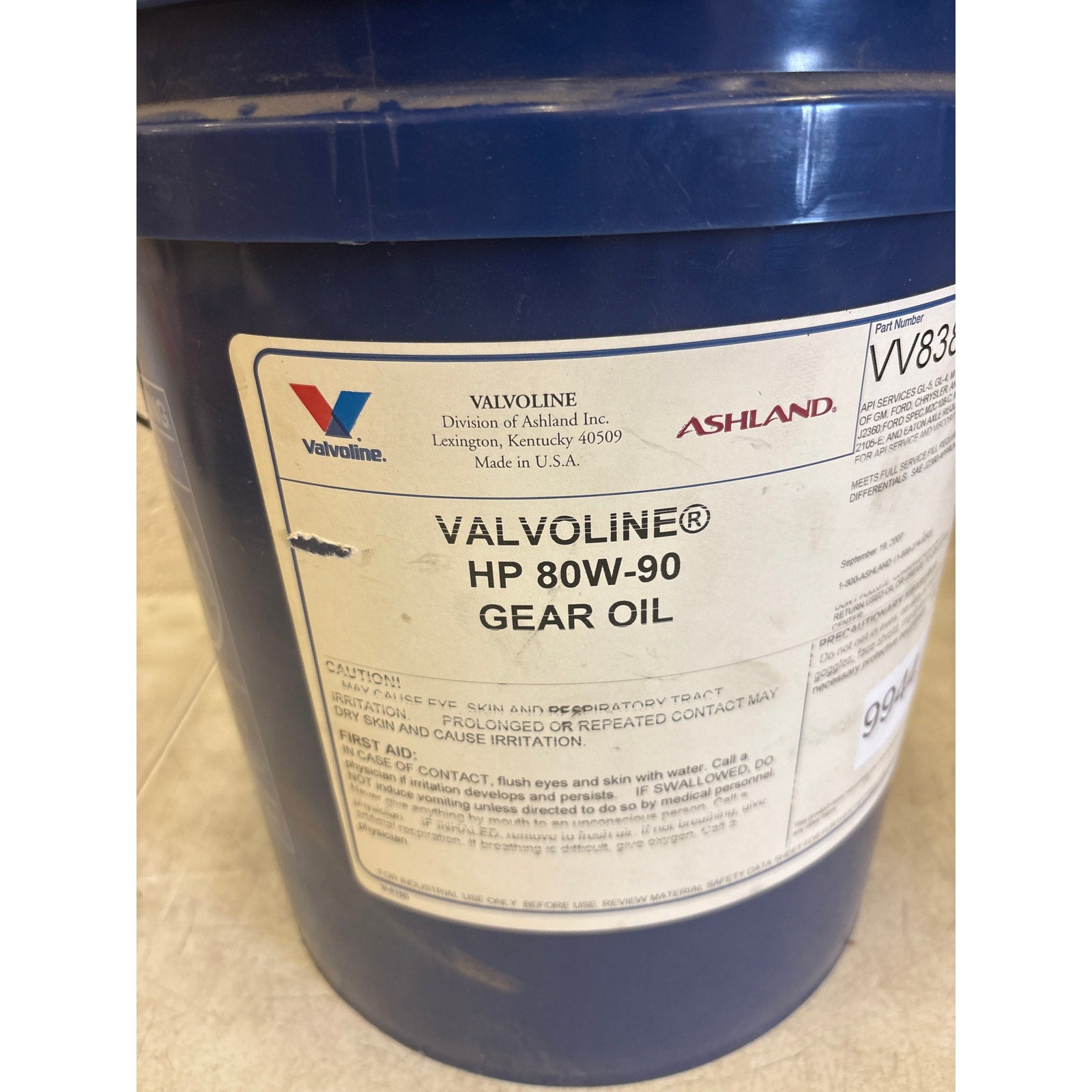 Valvoline High Performance Sae 80w 90 Gear Oil 5 Ga Pail
