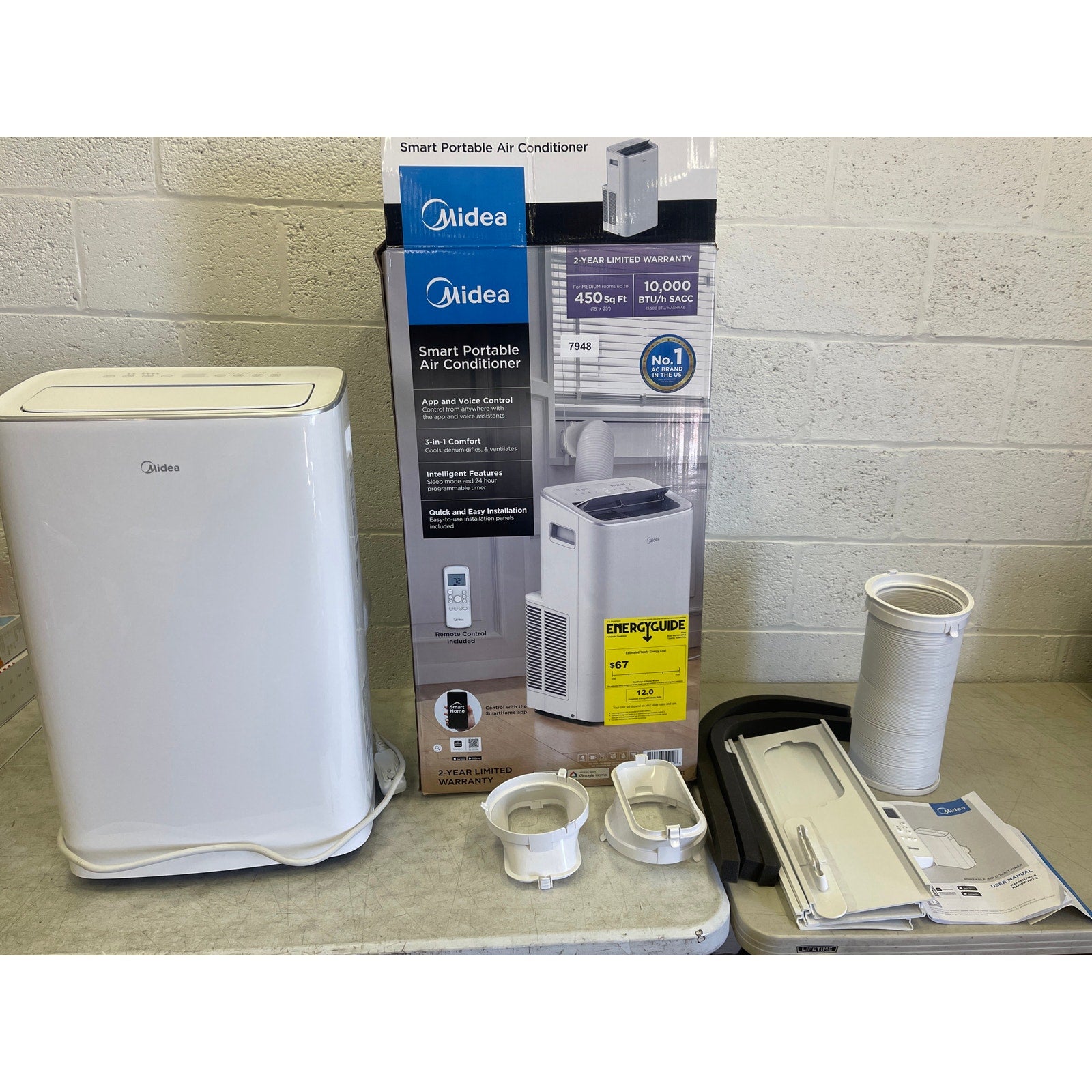 Midea Smart Air Conditioner 10,000 BTU DOE Portable w Wheels 450 SqFt ...