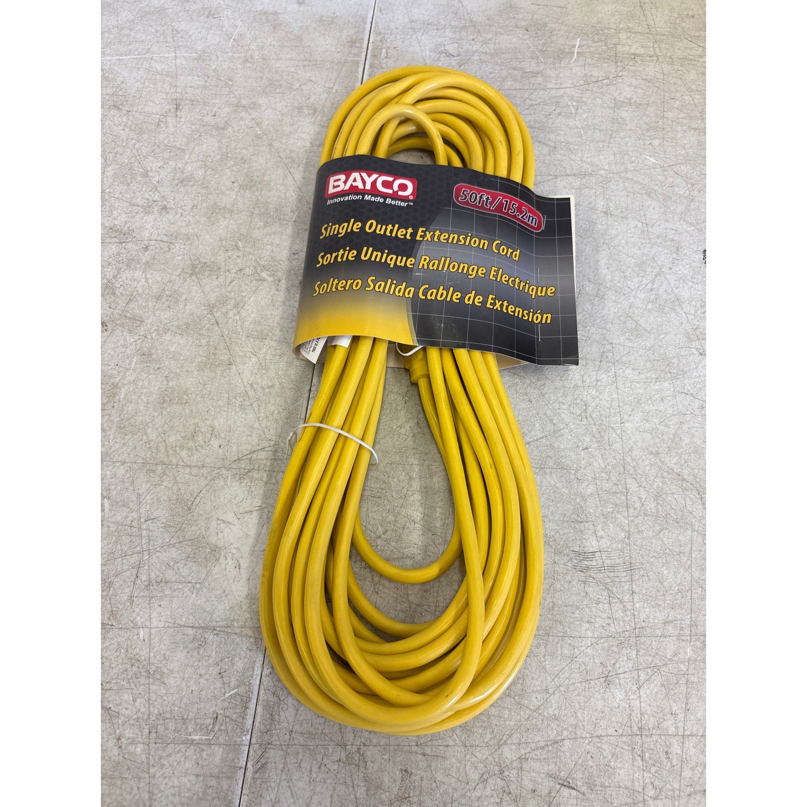 Bayco 50' Single-Tap 16/3 Extension Cord, OSHA Compliant, Water Resist ...